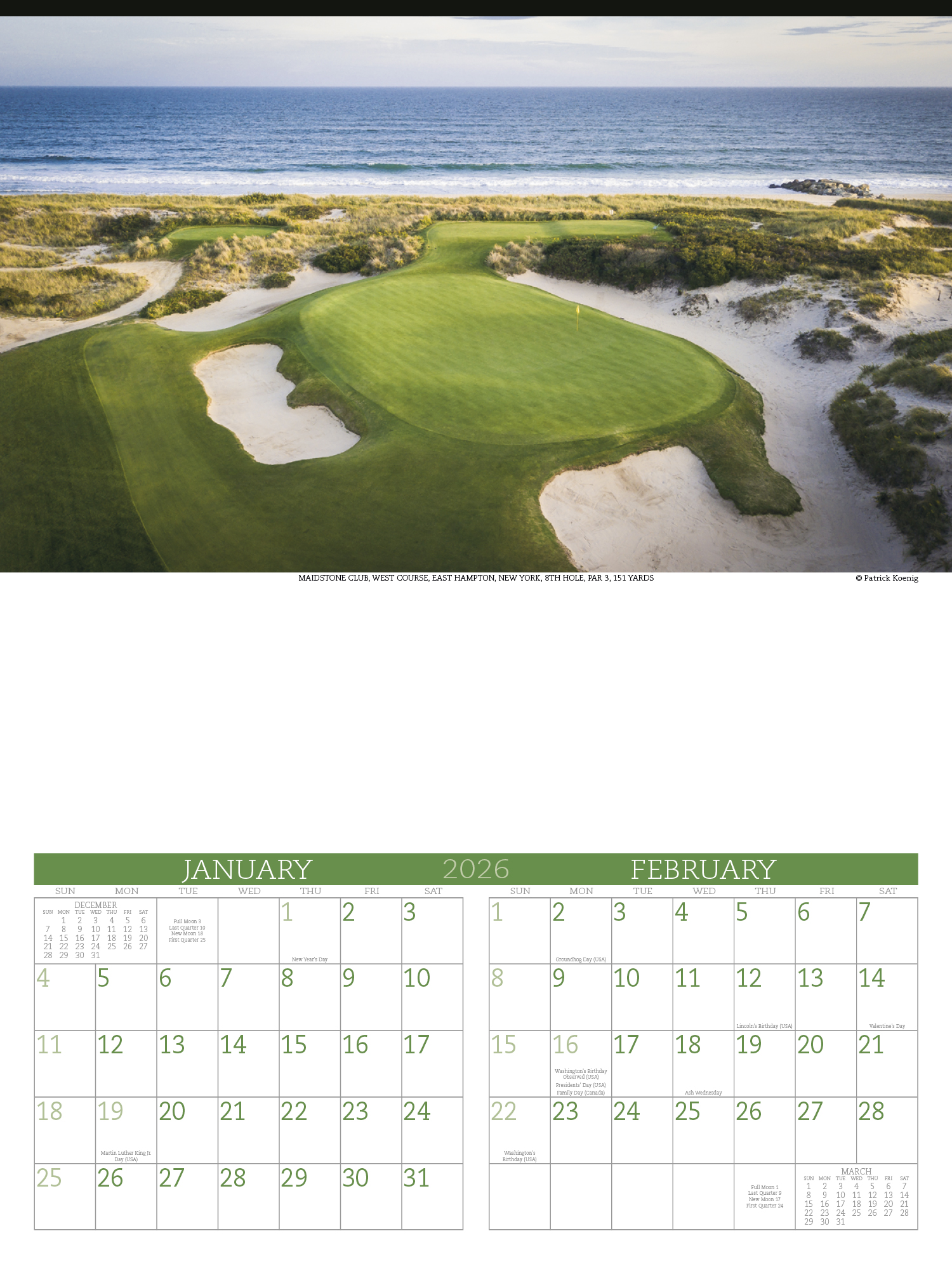 Golf (6-Sheet) Calendar | ValueCalendars.com