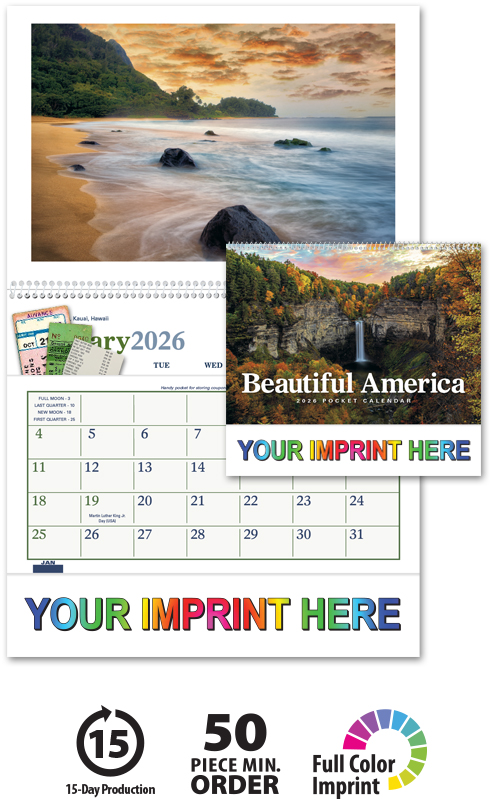 2026 Beautiful America (Pocket) Calendar | 8" x 13" Imprinted Spiral ...