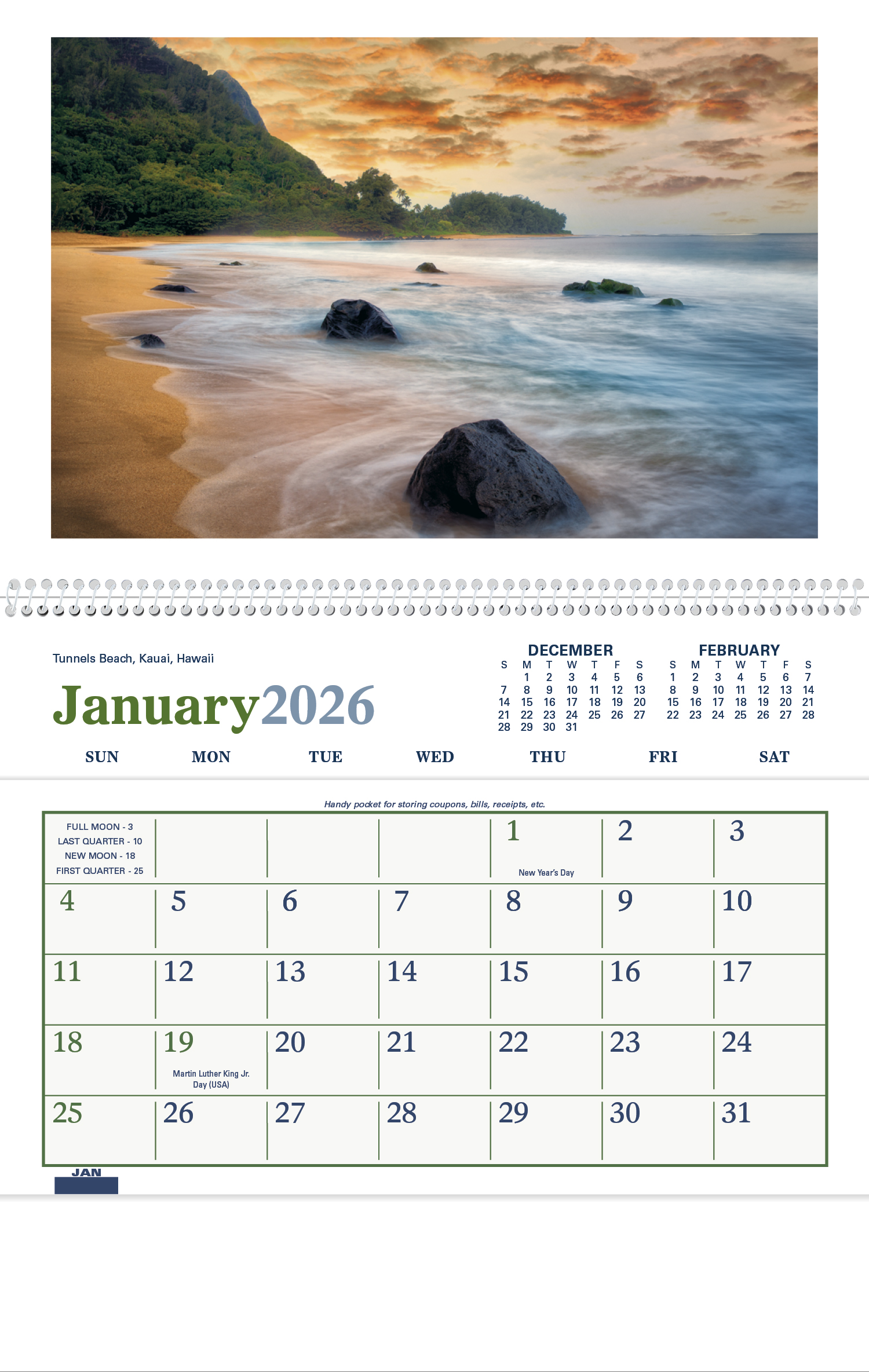 2026 Beautiful America (Pocket) Calendar | 8" x 13" Imprinted Spiral ...