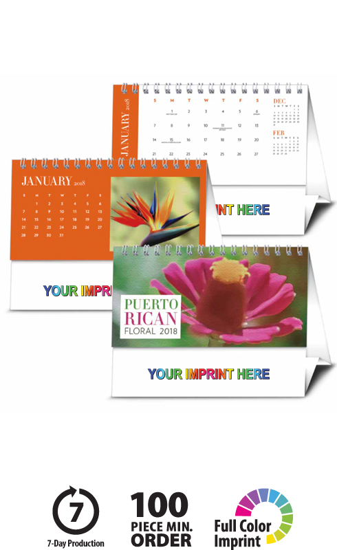 2018 Puerto Rican Floral Desk Calendar | 6" x 4-1/2" Imprinted Tent ...