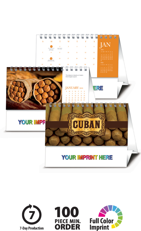 2018 Cuban Cigars Desk Calendar | 6" x 4-1/2" Imprinted Tent Style Calendar