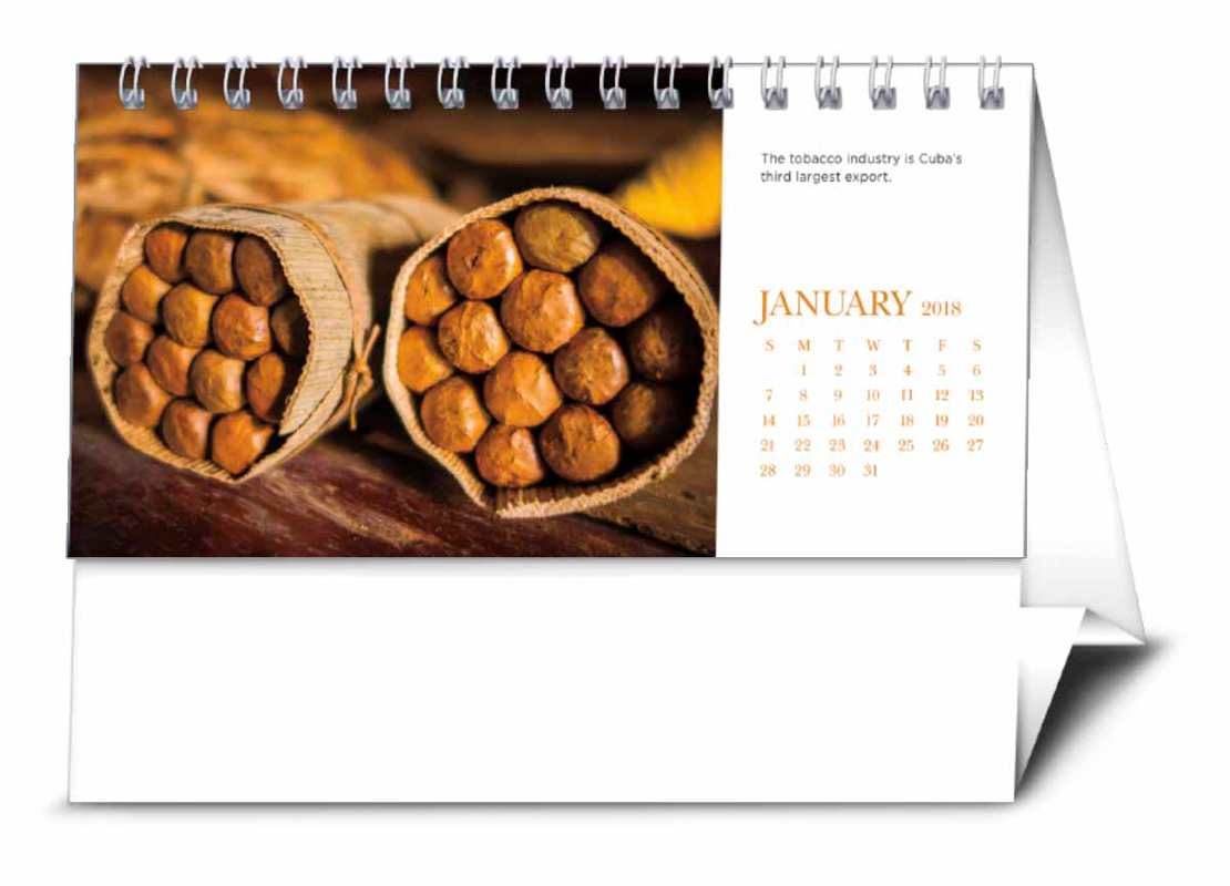 2018 Cuban Cigars Desk Calendar | 6" x 4-1/2" Imprinted Tent Style Calendar