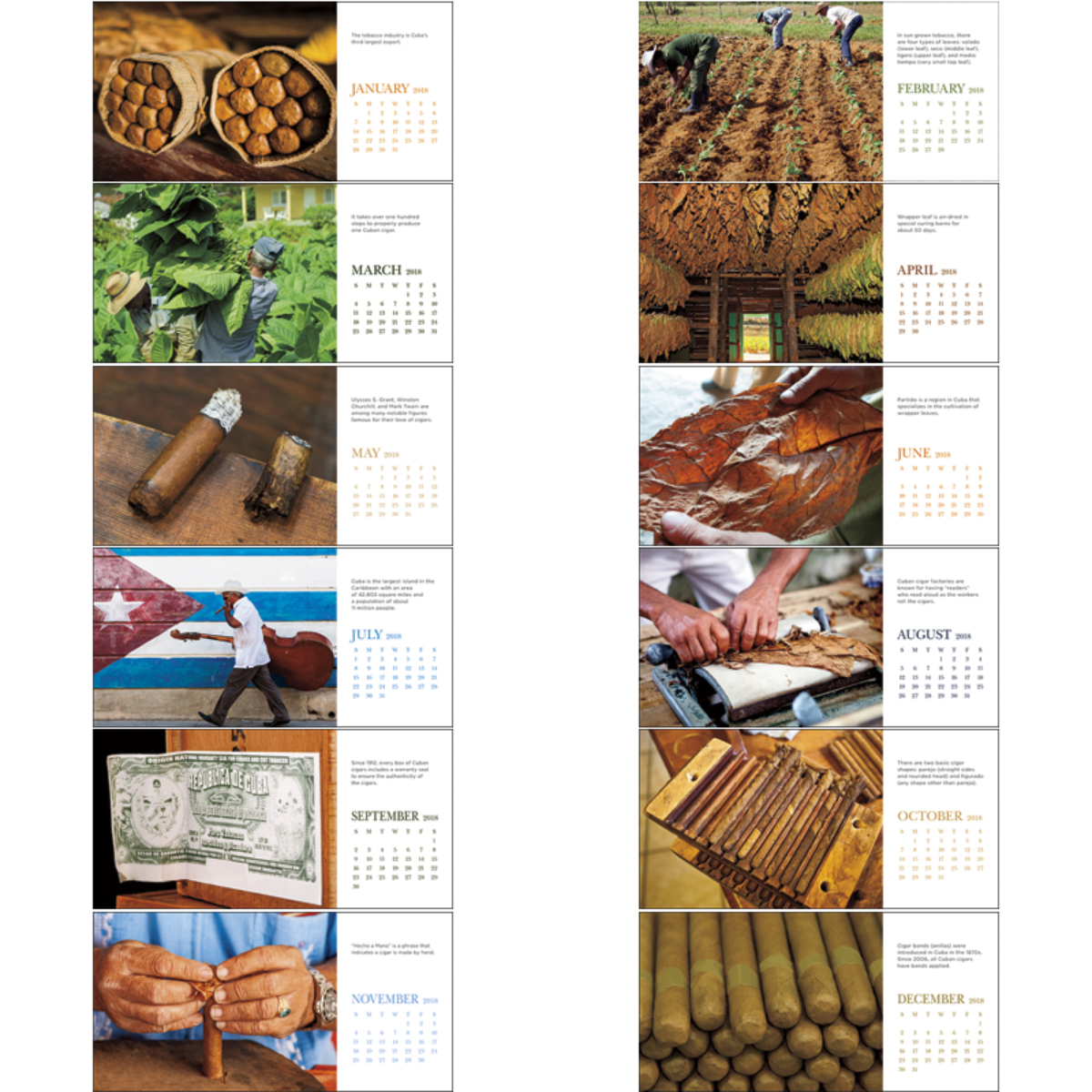 2018 Cuban Cigars Desk Calendar | 6" x 4-1/2" Imprinted Tent Style Calendar