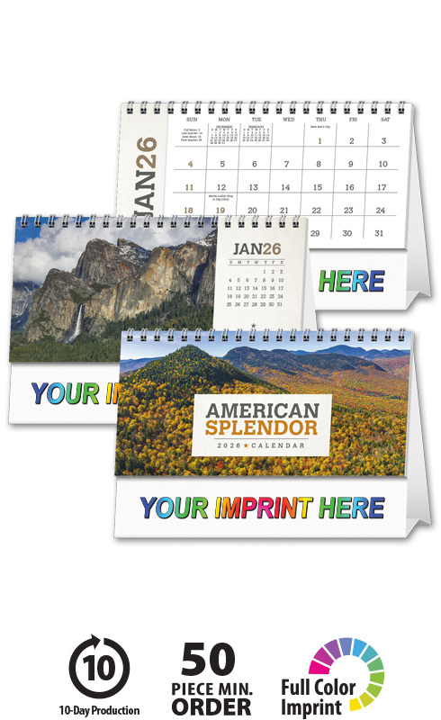 2026 American Splendor Desk Calendar | 6" x 4-1/2" Imprinted Tent Style ...