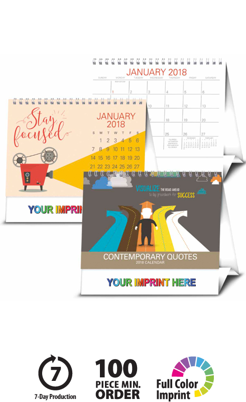 2018 Contemporary Quotes Desk Calendar | 7-1/2" x 6-1/2" Imprinted Tent ...