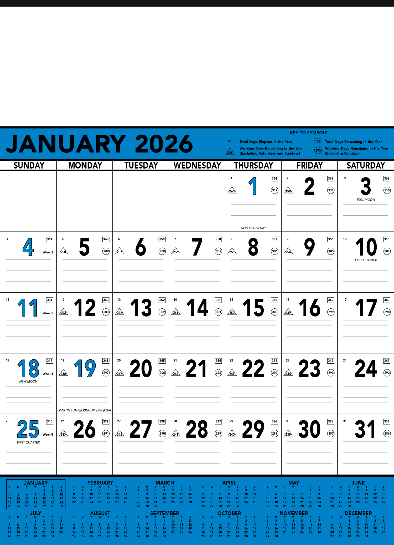 2026 Blue & Black Contractor Memo Calendar | 18" x 25" Imprinted ...
