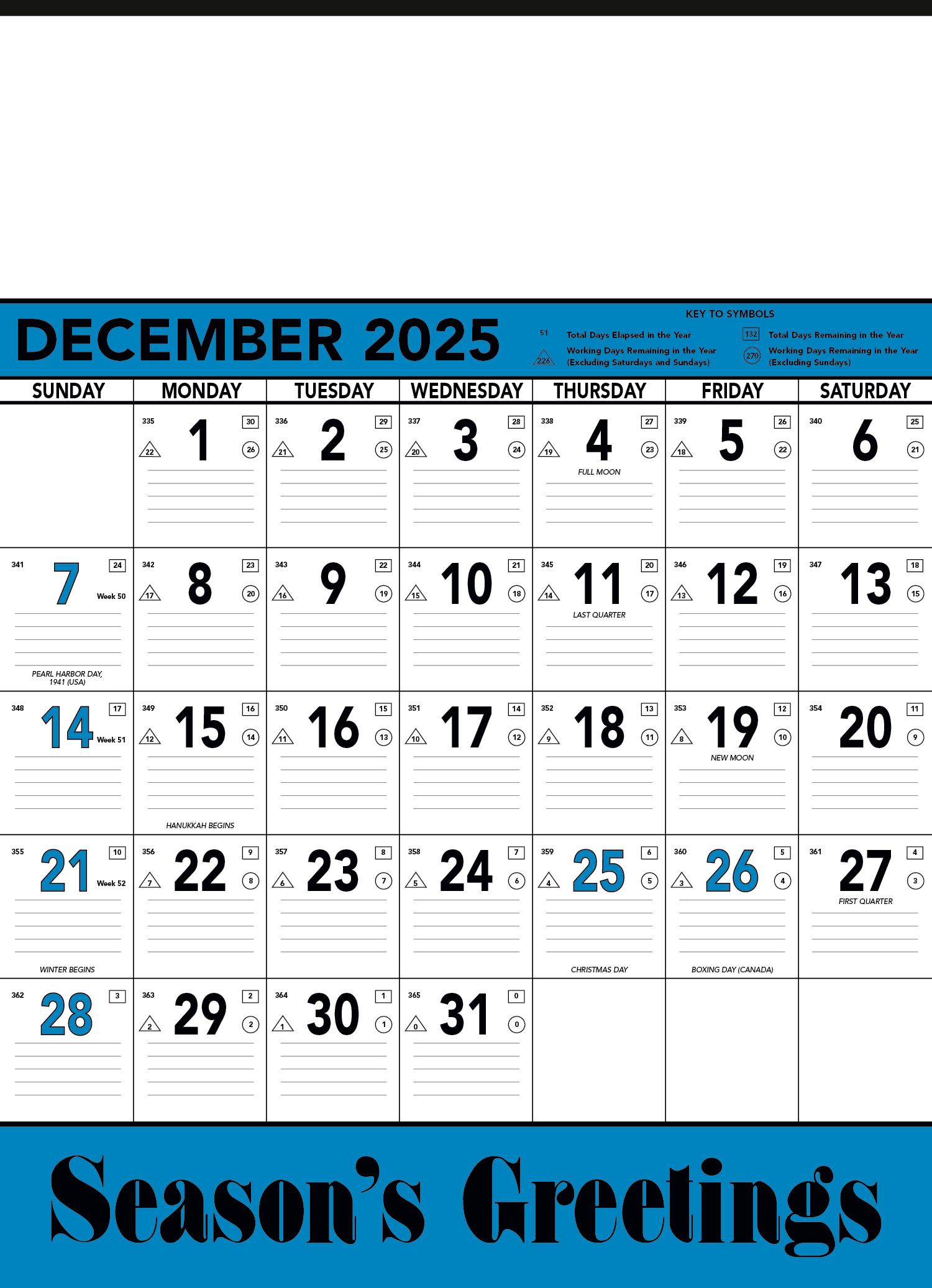 2026 Blue & Black Contractor Memo Calendar | 18" x 25" Imprinted ...