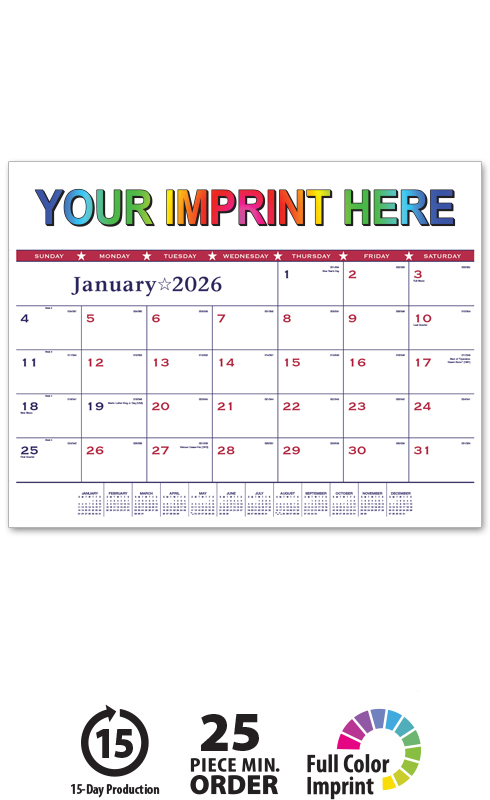Desk Pad Calendar, Patriotic (No Corners) | ValueCalendars.com