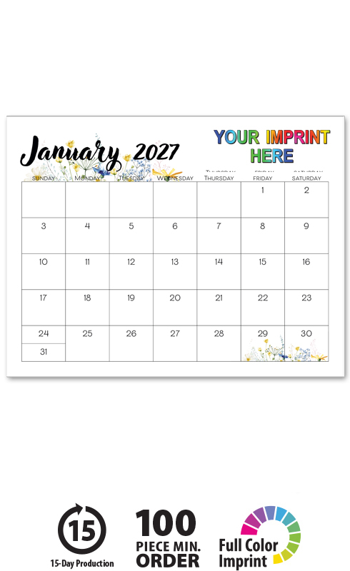 Small Monthly Desk Pad Calendars, Floral (11x8.5; 13-Sheet ...