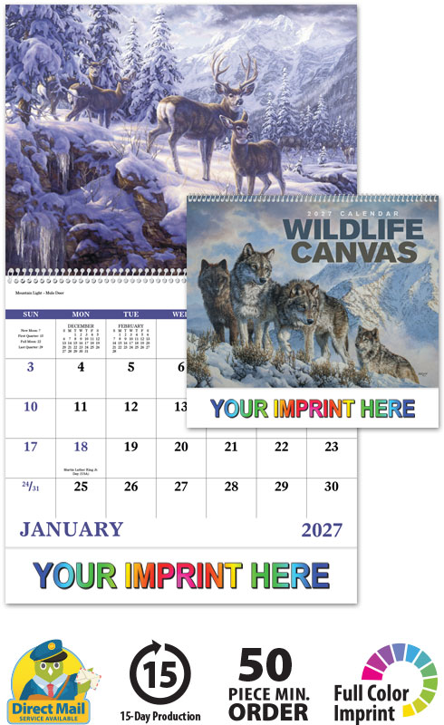 Wildlife Canvas Spiral Calendar | ValueCalendars.com