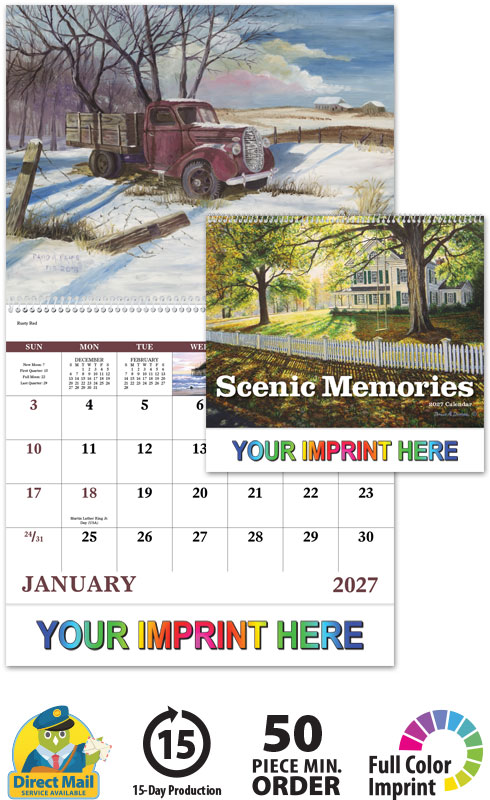 2027 Scenic Memories (Spiral) Calendar | 11" X 19" Imprinted Spiral ...