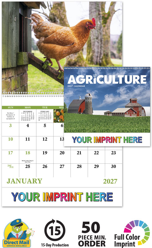 2026 Agriculture Calendar | 11" X 19" Imprinted Spiral Bound; Drop Ad ...