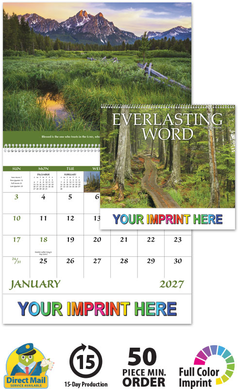 2027 Everlasting Word Calendar | 11" X 19" Imprinted Spiral Bound; Drop ...