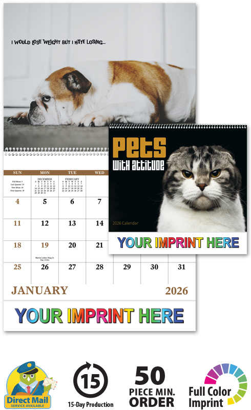 Pets with Attitude Spiral Calendar | ValueCalendars.com