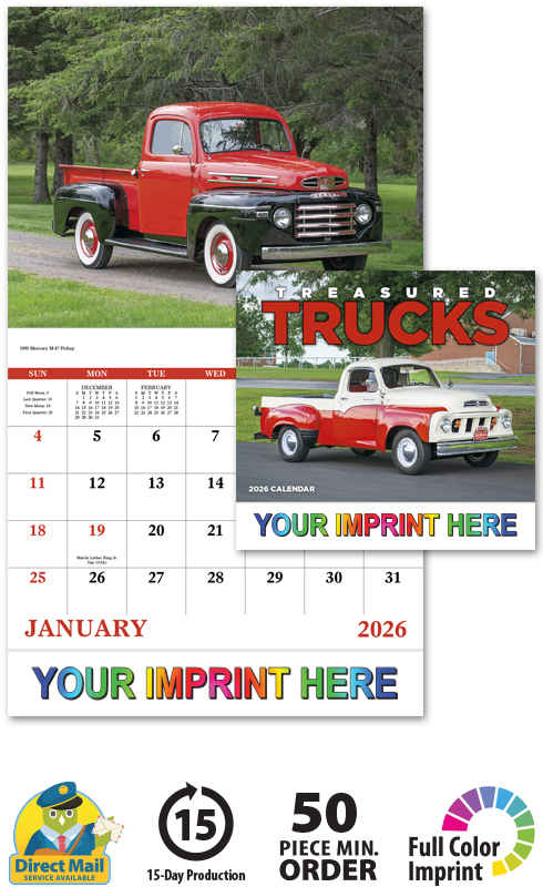2026 Treasured Trucks Calendar | 11" X 19" Imprinted Staple Bound; Drop ...