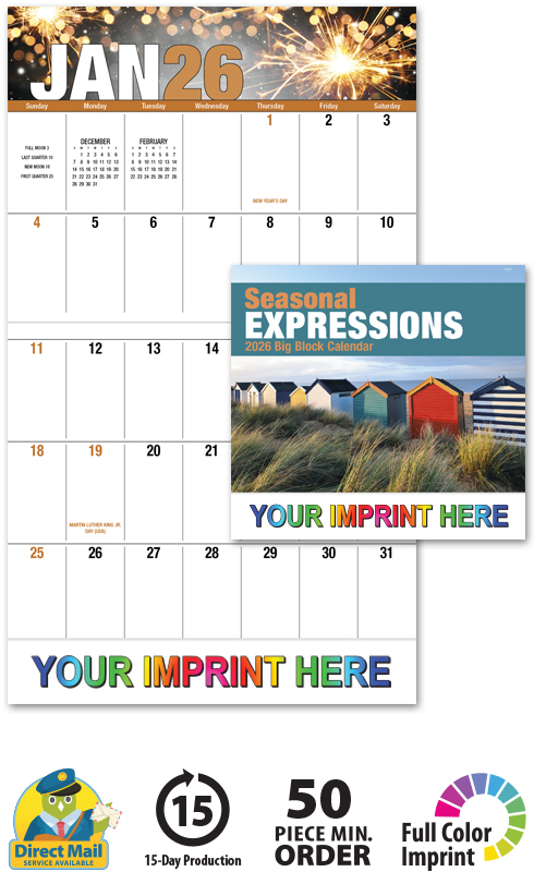 Seasonal Expressions Big Block Calendar | ValueCalendars.com
