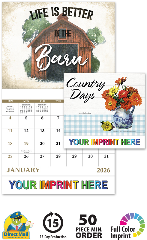 Country Days Calendar | ValueCalendars.com