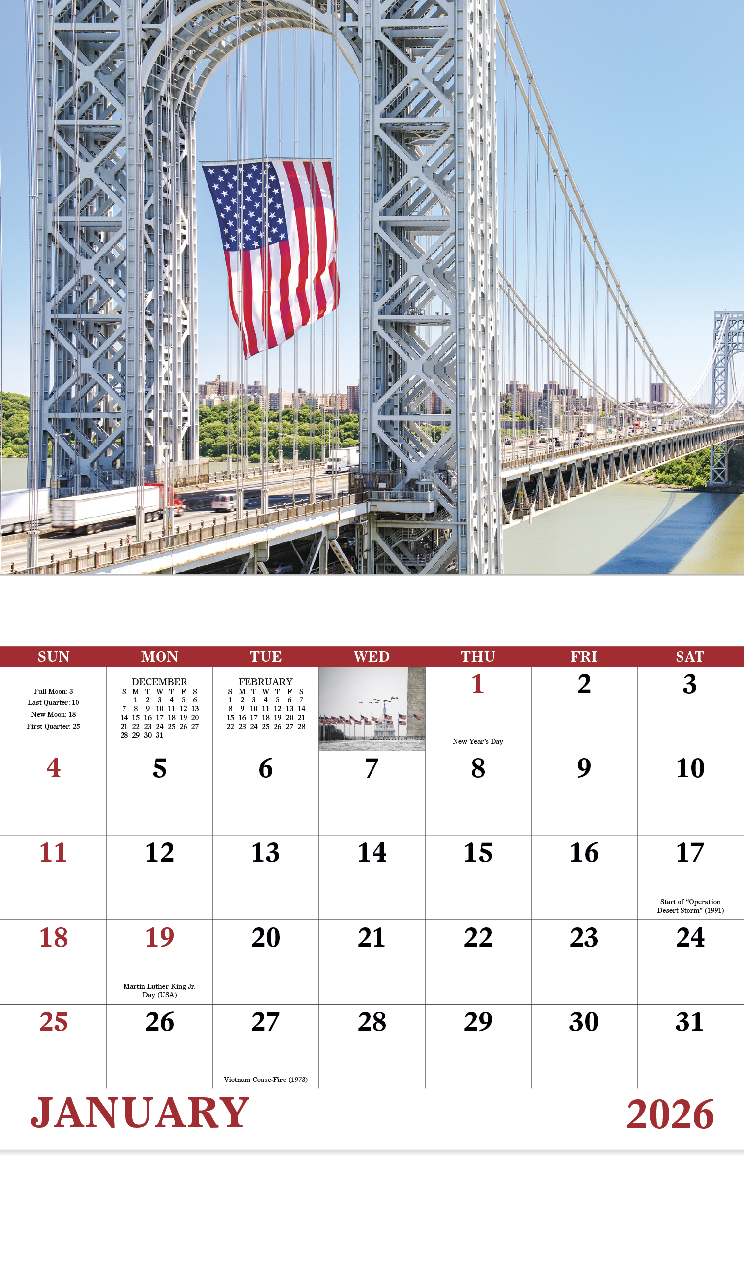 2026 Celebrate America Calendar | 11" X 19" Imprinted Staple Bound ...