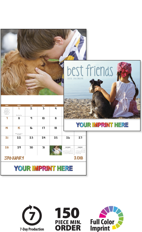 2018 Best Friends Calendar | 11" X 19" Imprinted Staple Bound; Drop Ad ...