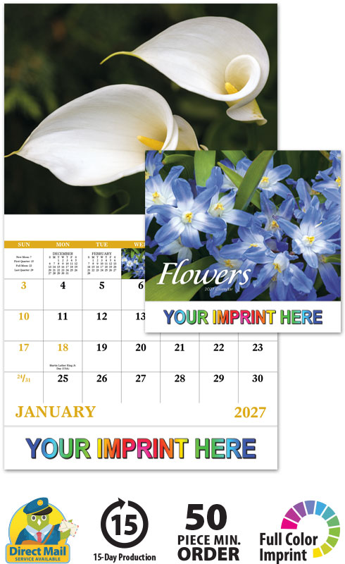 Flowers Wall Calendar | ValueCalendars.com