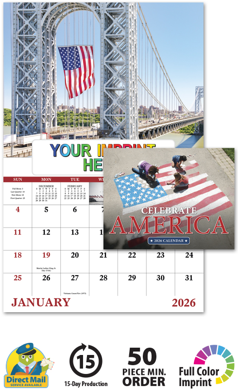2026 Celebrate America (Window) Calendar | 11" x 17" Imprinted Window ...