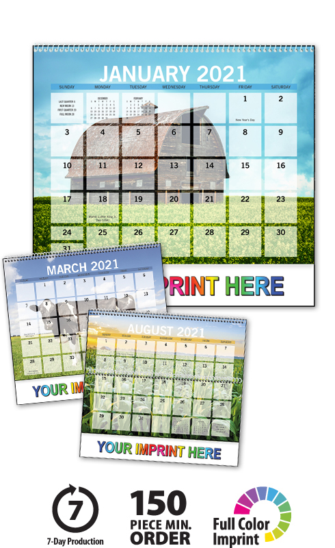 Agriculture Small Memo Calendar | ValueCalendars.com