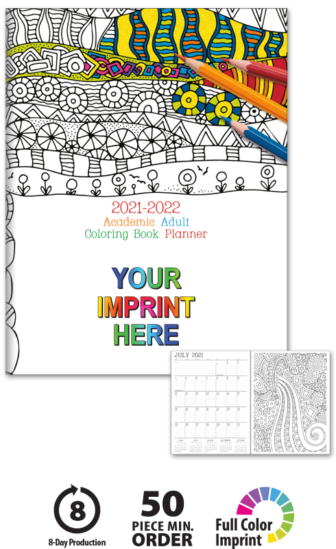Academic Adult Coloring Book Planner | ValueCalendars.com