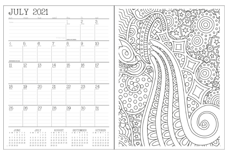 Academic Adult Coloring Book Planner | ValueCalendars.com