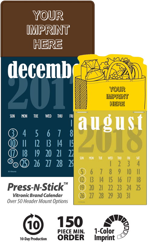 2018 Prismatic Press-n-Stick Calendar | Approx. 3" x 5-1/2" Customized ...