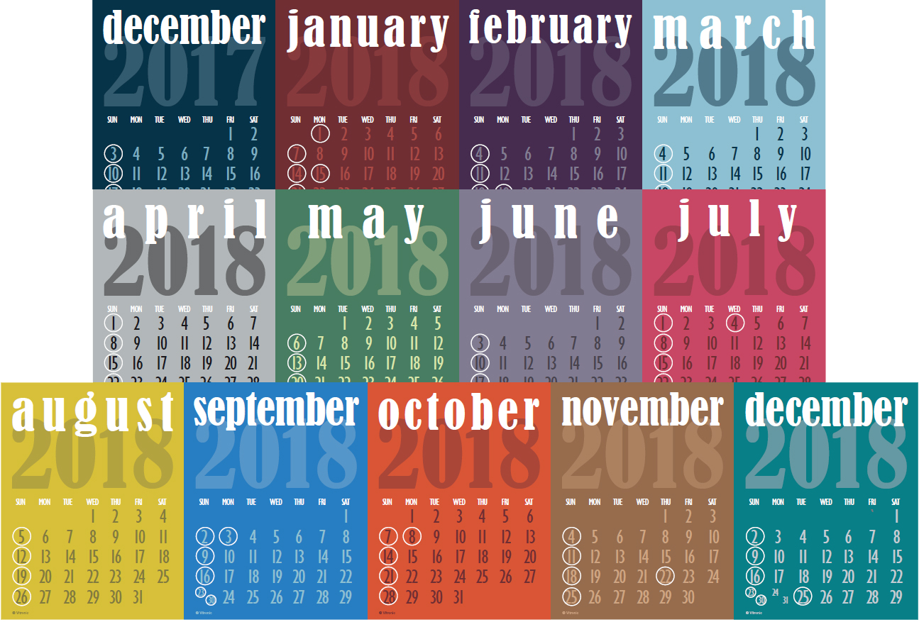 2018 Prismatic Press-n-Stick Calendar | Approx. 3" x 5-1/2" Customized ...