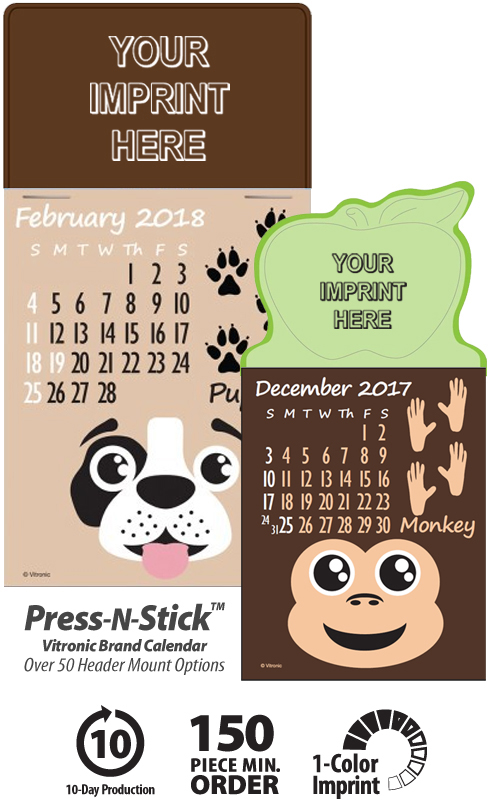 Vitronic Paws & Claws Press-n-Stick™ Calendar | ValueCalendars.com