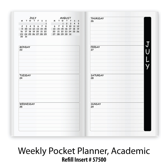 Refill/Stock Insert - Weekly Pocket Planner, Academic