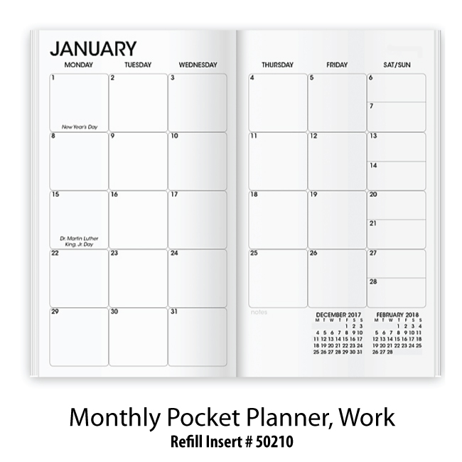 Refill/Stock Insert - Monthly Pocket Planner, Work