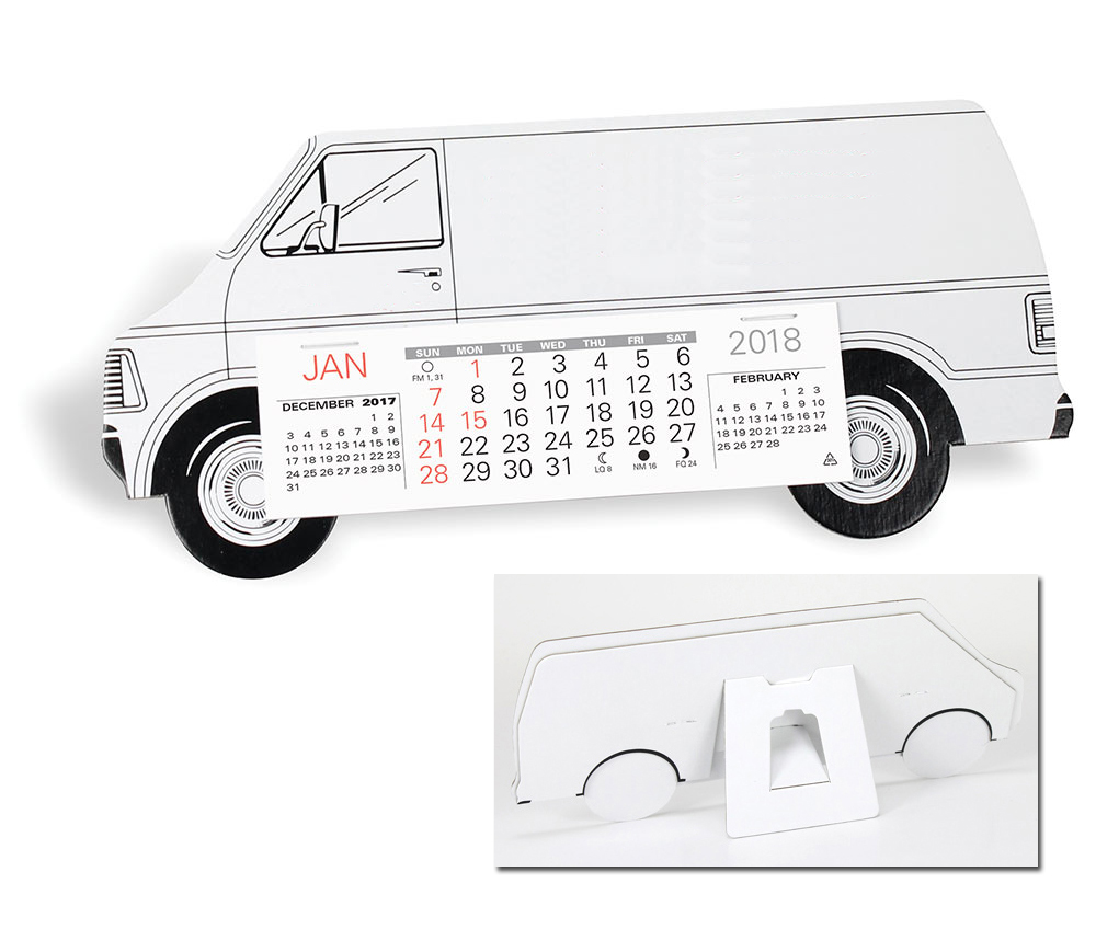 2018 Long Van Desktop Calendar | 8-3/4" x 4" Sturdy Rigid Desk Top ...