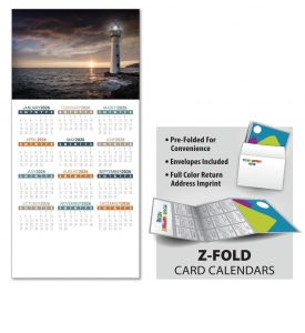 Z-Fold Greeting Card Calendar, Landscapes | ValueCalendars.com