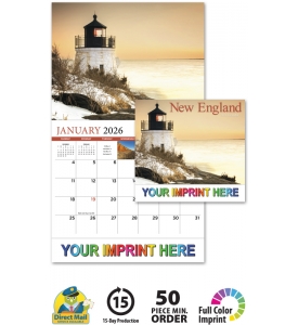 2026 New England Promotional Wall Calendar | 10-7/8" x 18" Staple Bound ...