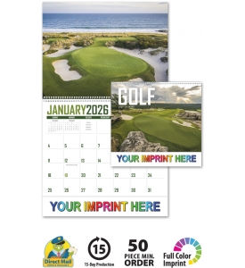 2025 Golf Calendar | 11" X 19" Imprinted Spiral Bound; Drop Ad Imprint ...