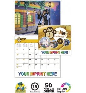 2025 Monkey Business Calendar | 11" X 19" Imprinted Spiral Bound; Drop ...