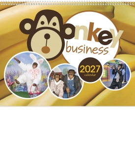 2025 Monkey Business Calendar | 11" X 19" Imprinted Spiral Bound; Drop ...