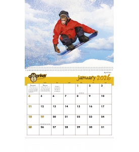 2025 Monkey Business Calendar | 11" X 19" Imprinted Spiral Bound; Drop ...