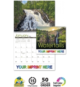 2026 Waterfalls Calendar | 11" X 19" Imprinted Spiral Bound; Drop Ad ...