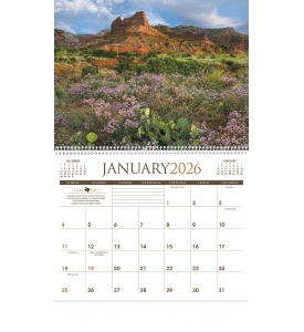 2026 Texas State Calendar | 11" X 19" Imprinted Spiral Bound; Drop Ad ...