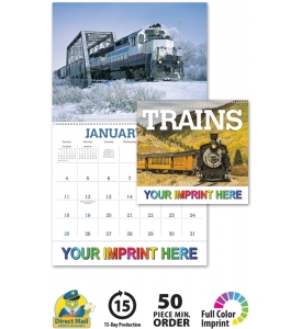 2026 Trains Calendar | 11" X 19" Imprinted Spiral Bound; Drop Ad ...