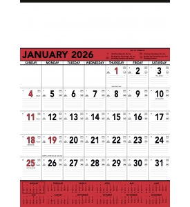 2025 Red & Black Contractor Memo Calendar | 18" x 25" Imprinted ...