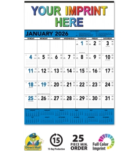 2026 Blue & Black Contractor Memo Calendar | 18" x 25" Imprinted ...