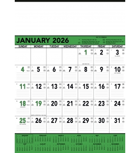 2026 Green & Black Contractor Memo Calendar | 18" x 25" Imprinted ...
