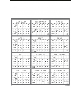 Span-A-Year (Laminated) Calendar, Black & White | ValueCalendars.com