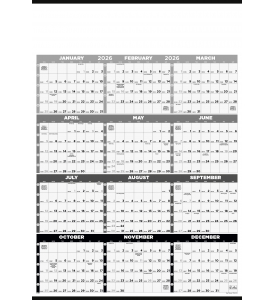 Time Management Span-A-Year (Non-Laminated) Calendar, Black & White ...