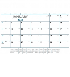 Desk Pad Calendar, Black & Blue (No Corners) | ValueCalendars.com