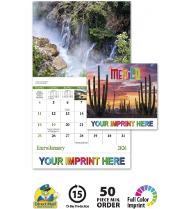 2026 Mexico II Calendar | 11" X 19" Imprinted Staple Bound; Drop Ad ...